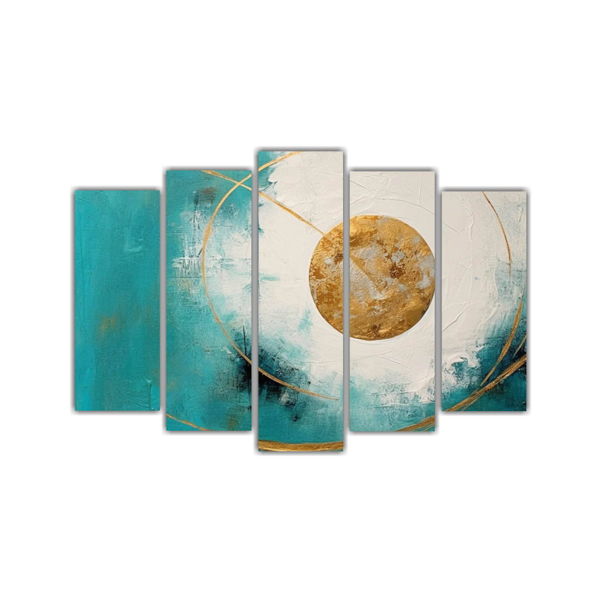 Cuadro Abstracto Minimalista Turquesa Y Oro En Alta Resolución - DecoCuadros