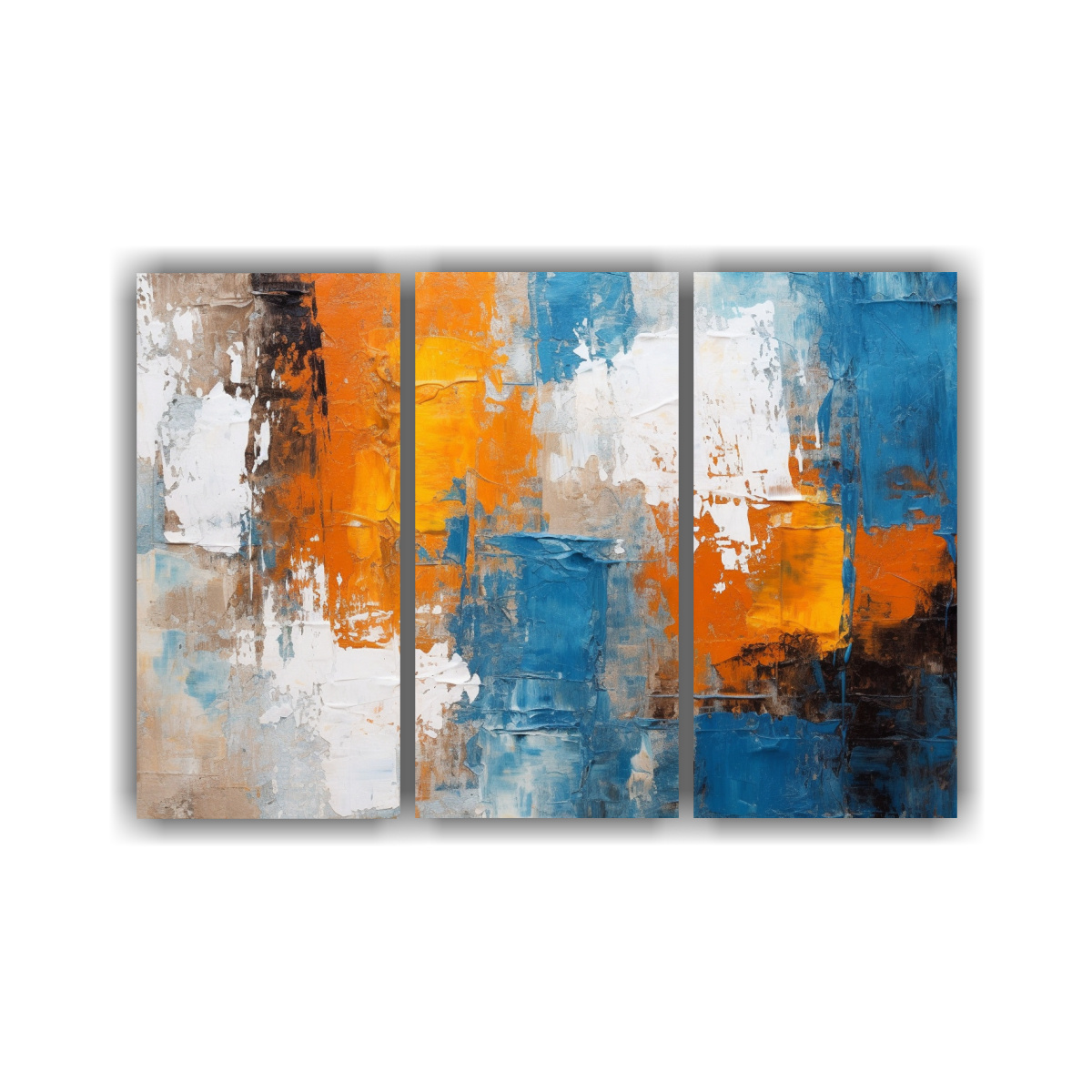 Cuadro Abstracto Moderno En Tono Naranja Y Azul - DecoCuadros