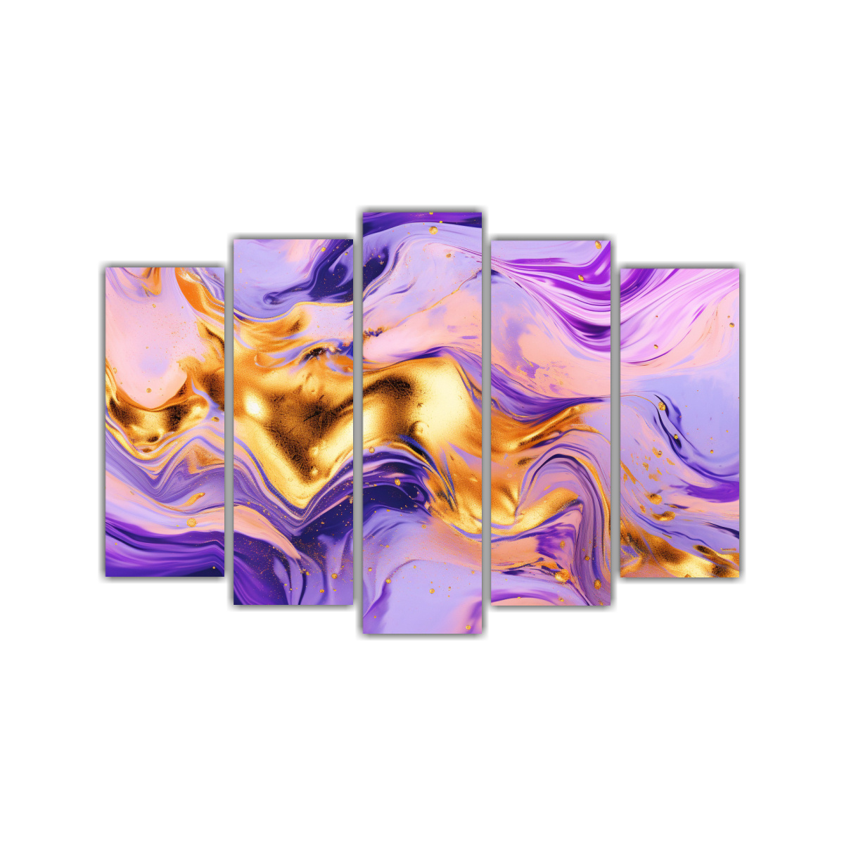 Cuadro Abstracto Morado Y Dorado: Arte De Pared Con Remolinos Y Ondas ...