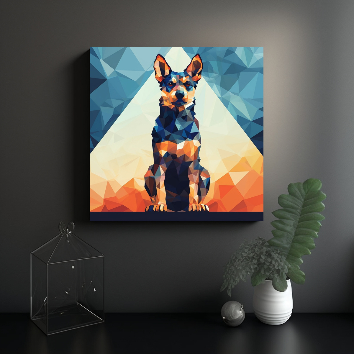 Cuadro Abstracto Perro Diseño Geométrico Elegante - DecoCuadros