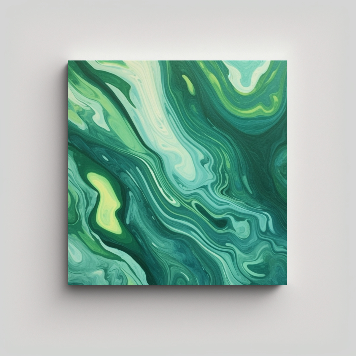 Cuadro Abstracto Verde Claro Patrón Roca Moderno - DecoCuadros