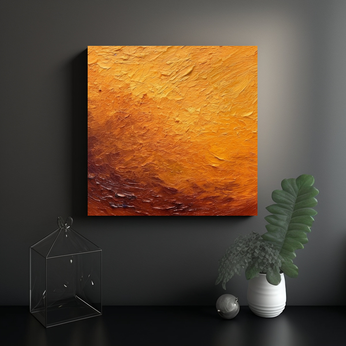 Cuadro Arte Pared Estilo Van Gogh En Fondo Marrón Textura Estilo óleo ...