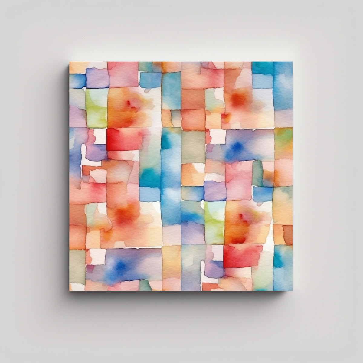 Cuadro Bastidor Cuadrado Patrón Cuadros Melodía Alegre Acuarela HD ...