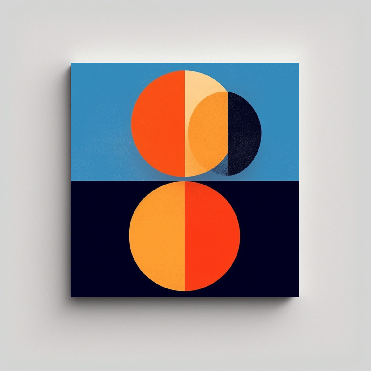 Cuadro Belleza Acuarela Bastidor Paul Rand Naranja Y Azul - DecoCuadros
