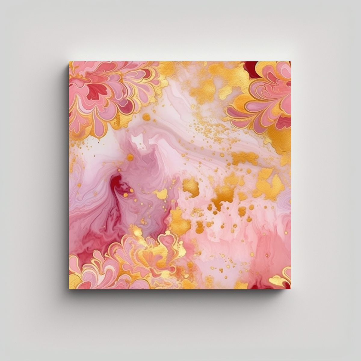 Cuadro Colores Minimalista Rosa Y Dorado Estilo Lujoso - DecoCuadros