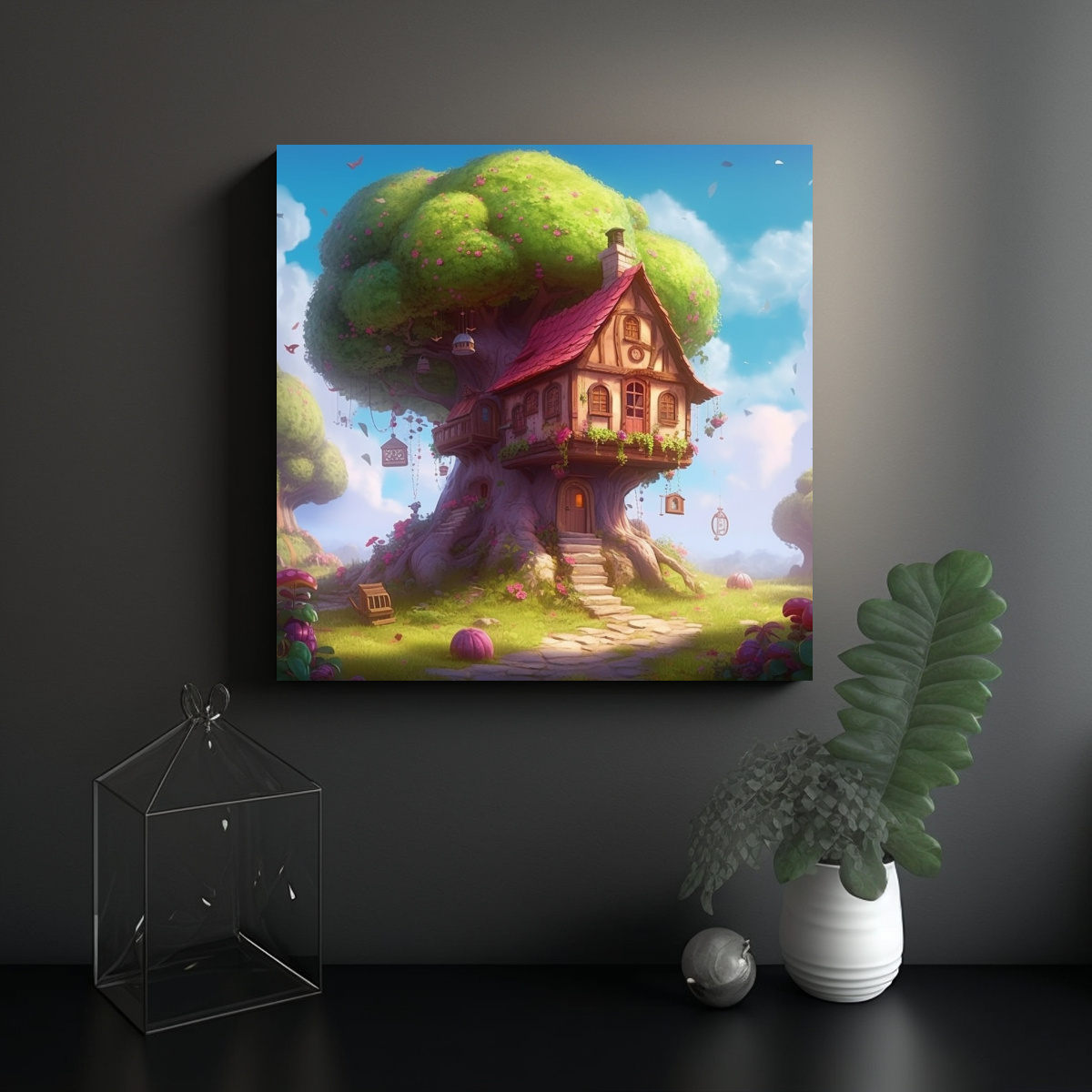 Cuadro Cuadrado Minimalista Estilo Cuento De Hadas - DecoCuadros