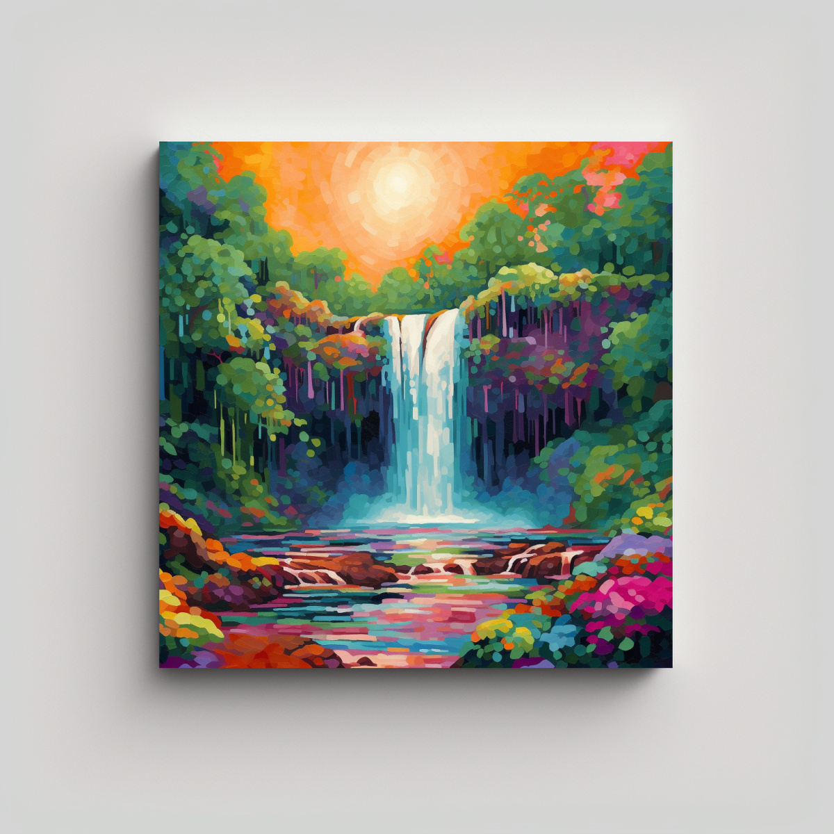 Cuadro De Cascada En Entorno Natural Exuberante - DecoCuadros