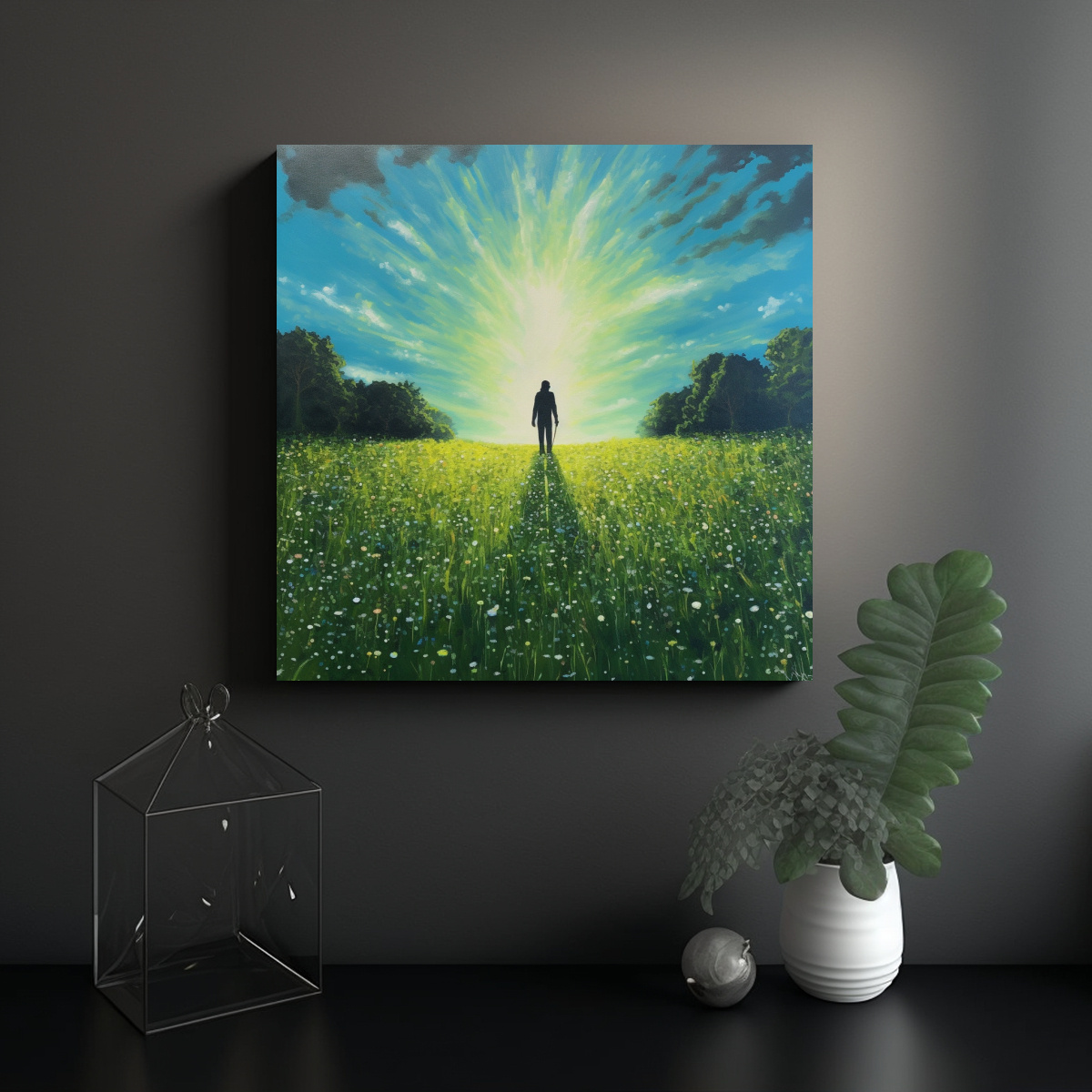 Cuadro De Decoración: Silueta De Persona Iluminada Por El Sol - Decocuadros