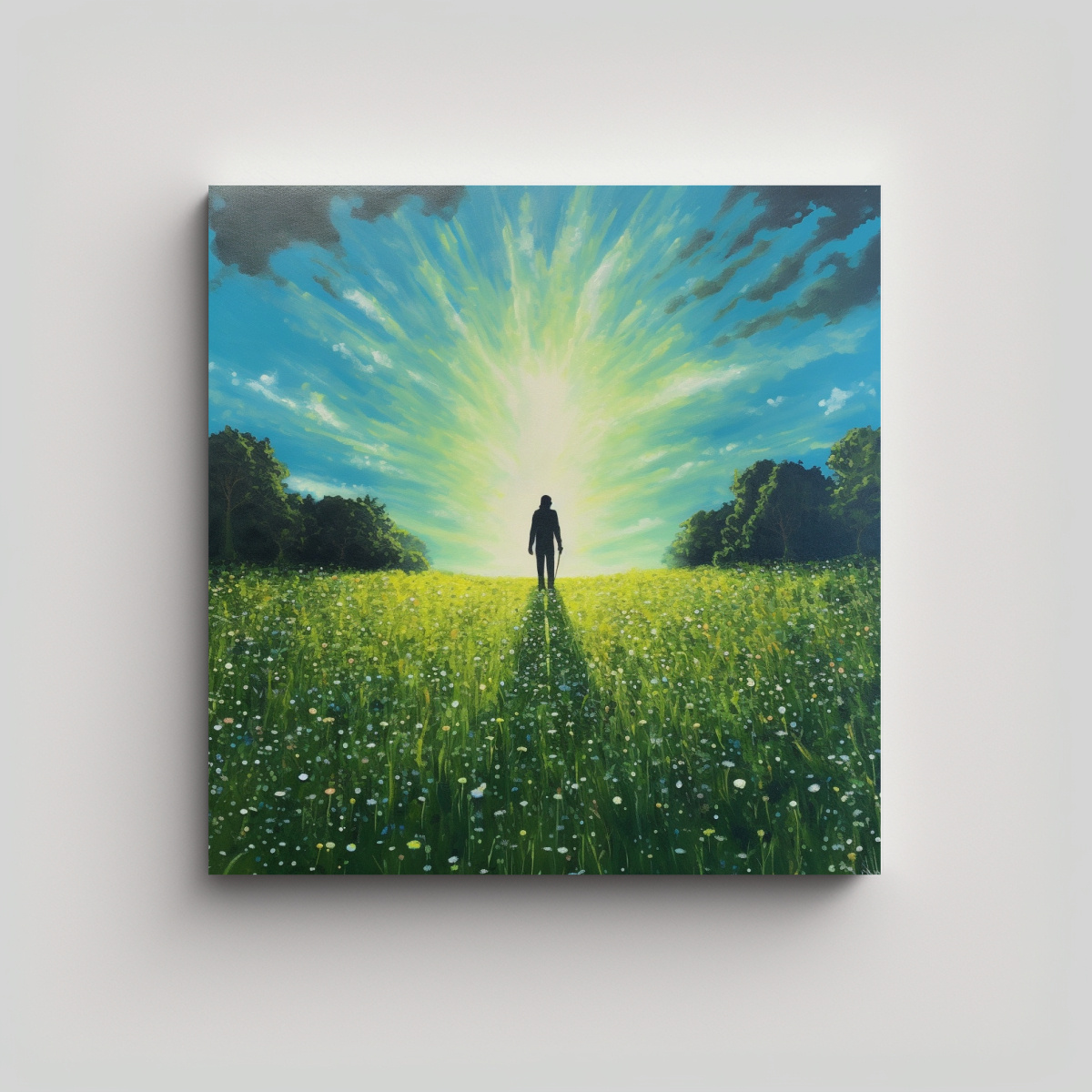 Cuadro De Decoración: Silueta De Persona Iluminada Por El Sol - Decocuadros