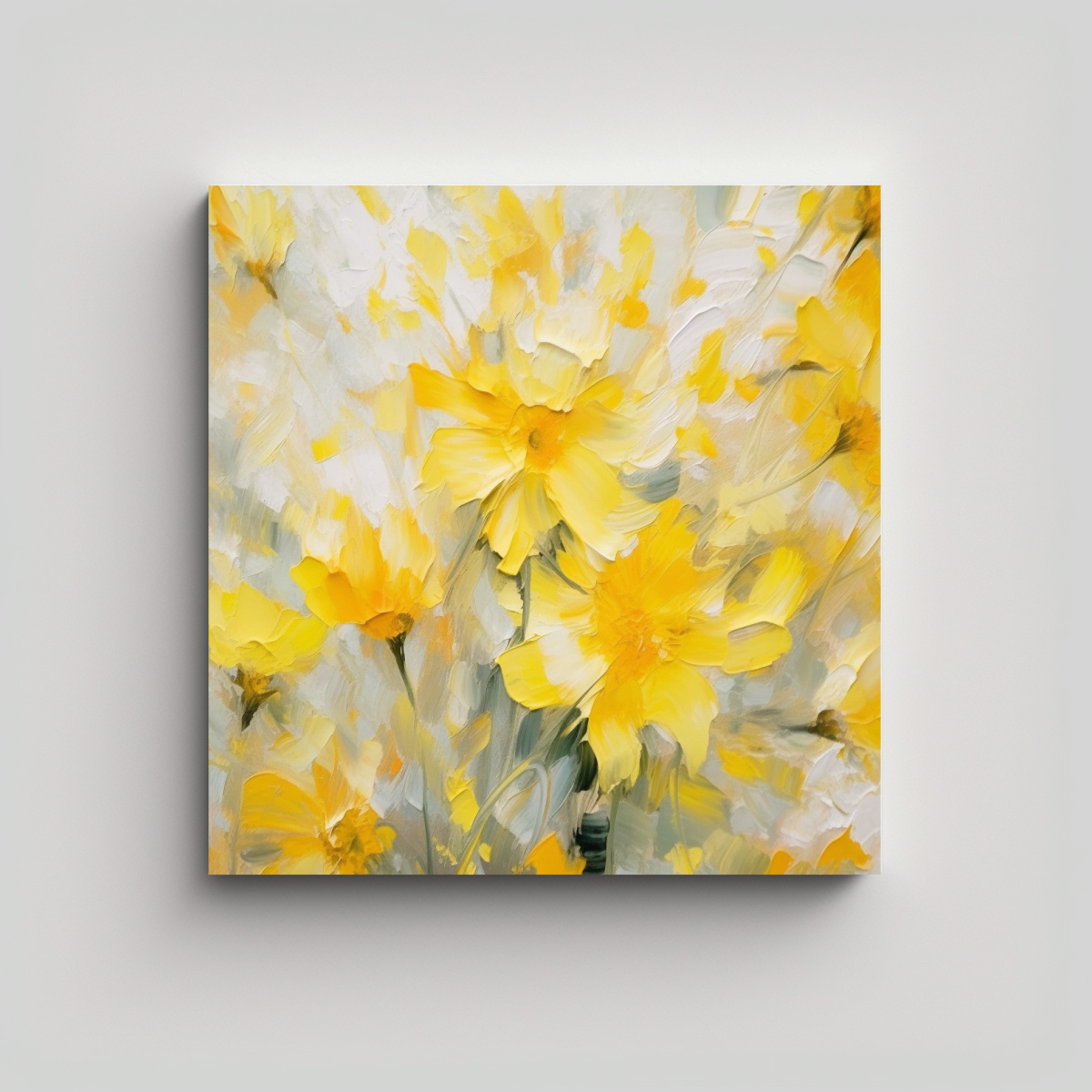 Cuadro De Flores Amarillas En Fondo Blanco: Decoración Elegante - Decocuadros