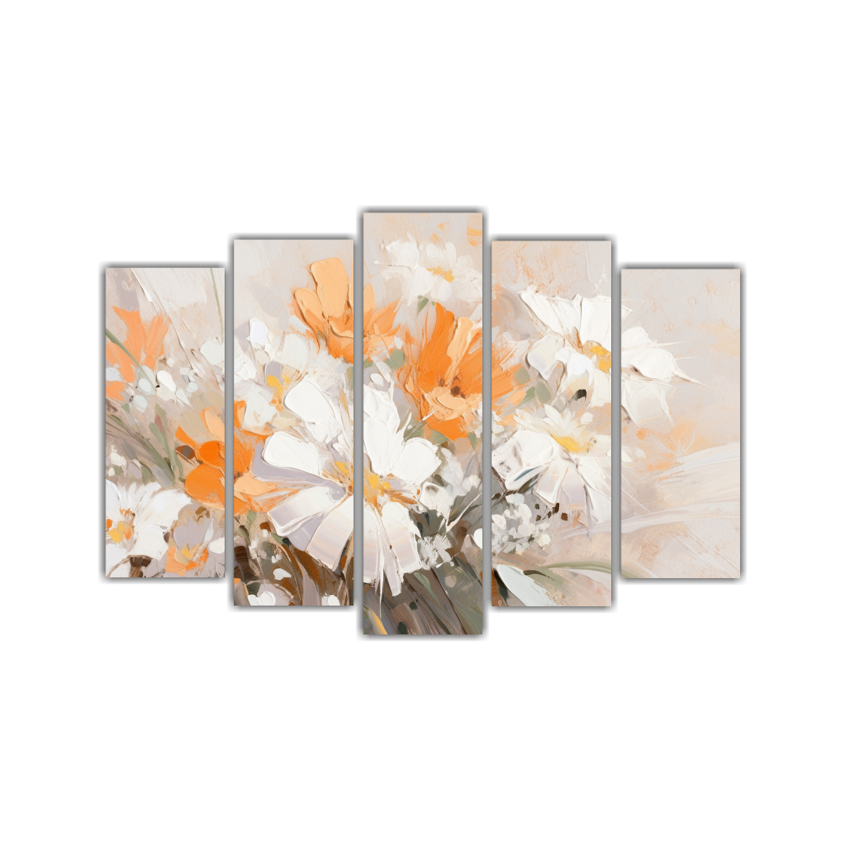 Cuadro De Flores Blancas Y Naranjas En Lienzo Para Decoración - DecoCuadros