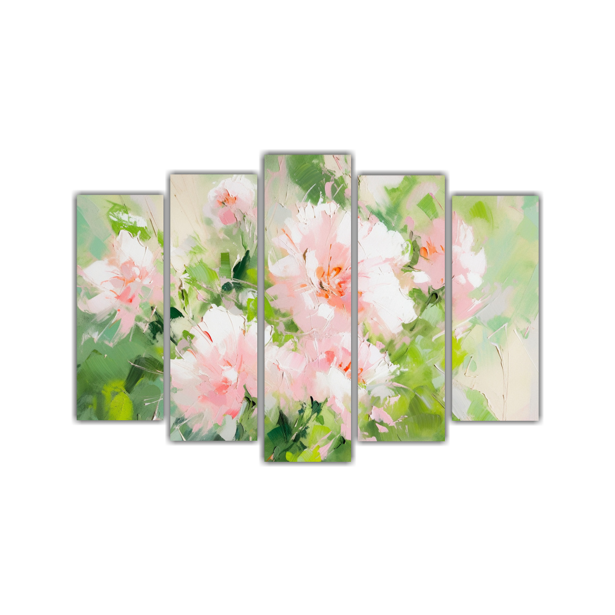 Cuadro De Flores Verde Y Rosa En Lienzo Estilo Galería Arte Gráfico - Decocuadros