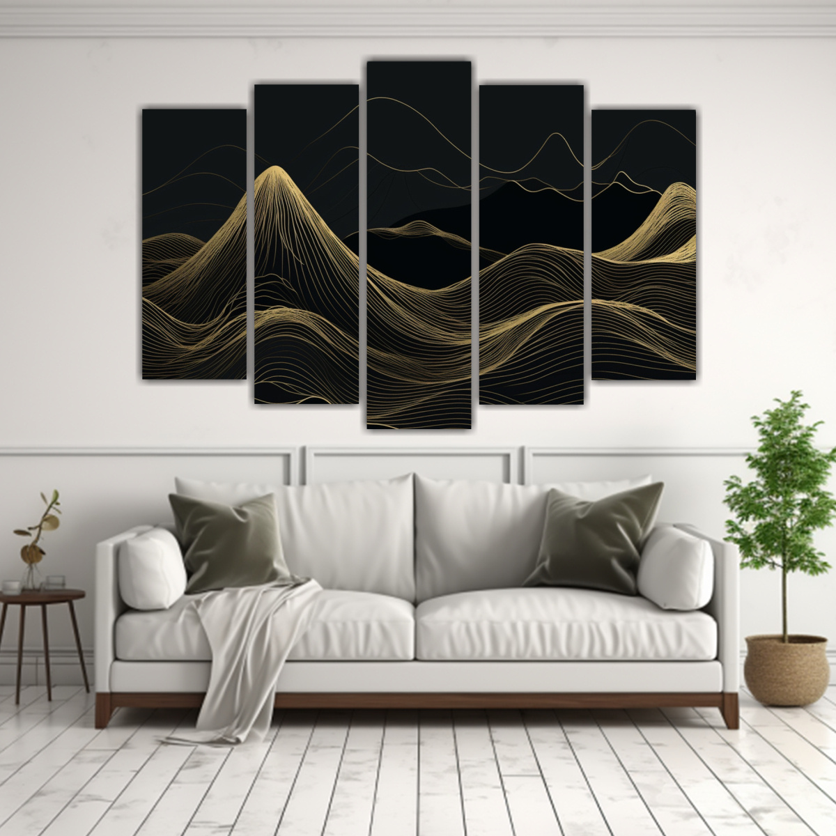 Cuadro Textura Visual En Diseño Monocromático - Set 5 Telas En Bastidor - Decocuadros