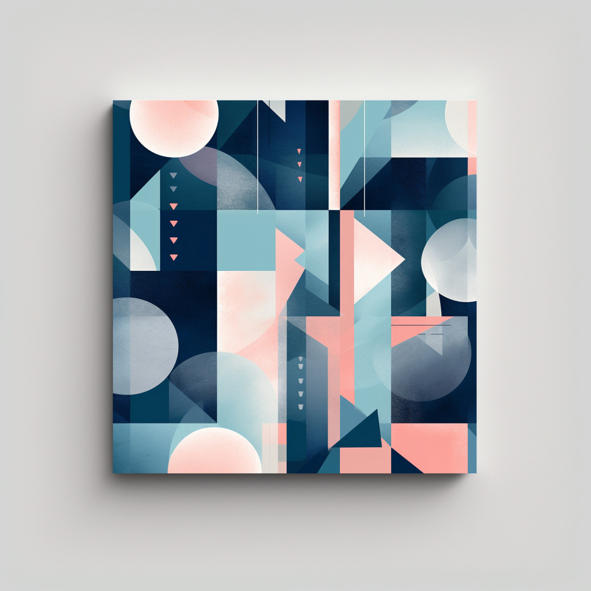 Cuadro De Tela Abstracto Geométrico Azul Para Comedor - DecoCuadros