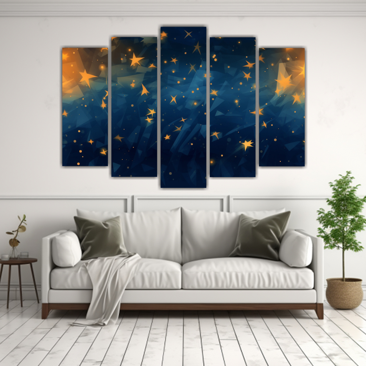 Cuadro Abstracto Azul Con Estrellas - ¡Decora Con Estilo! - Decocuadros