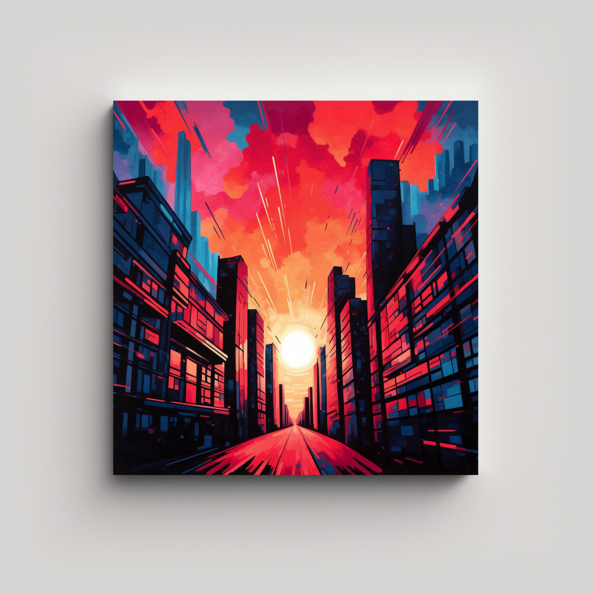 Cuadro Decorativo: Ciudad Aspecto Cuadrado Creativo En Tela De Alta ...