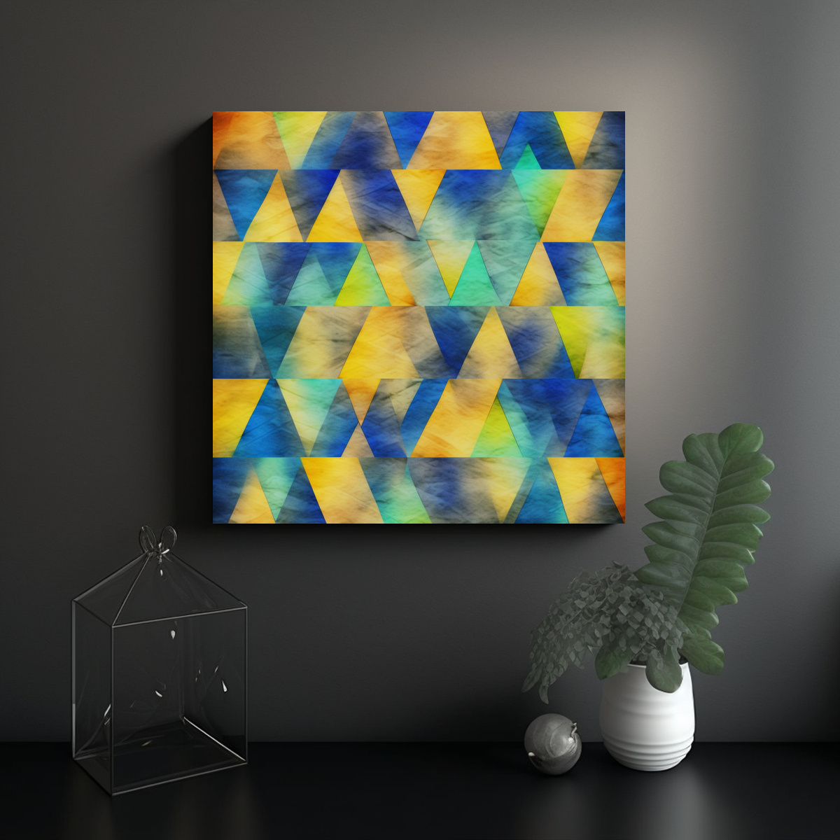 Cuadro De Triángulos En Acuarela - DecoCuadros