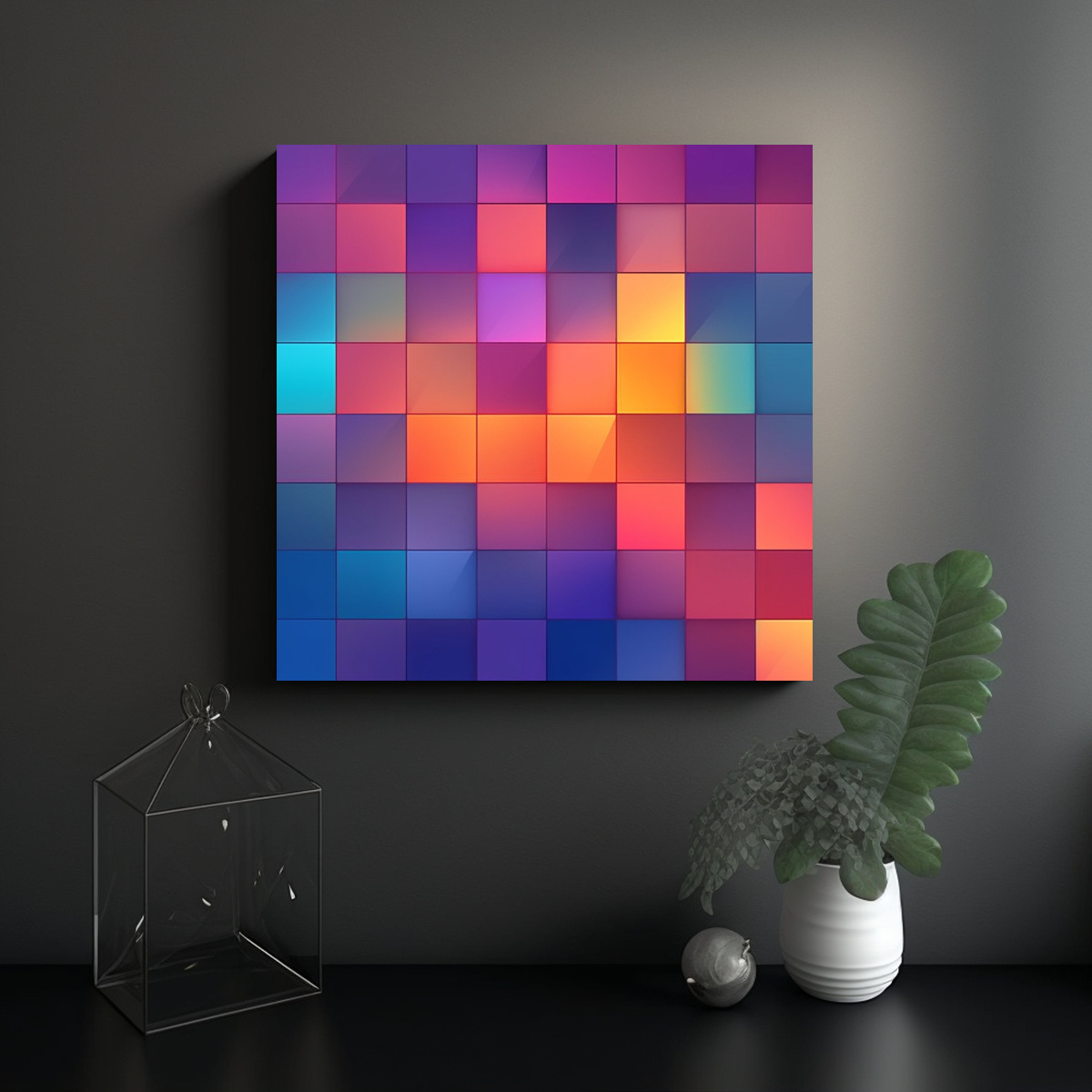 Cuadro Decorativo Tela Canvas Barato Mosaico Colores Gradientes ...