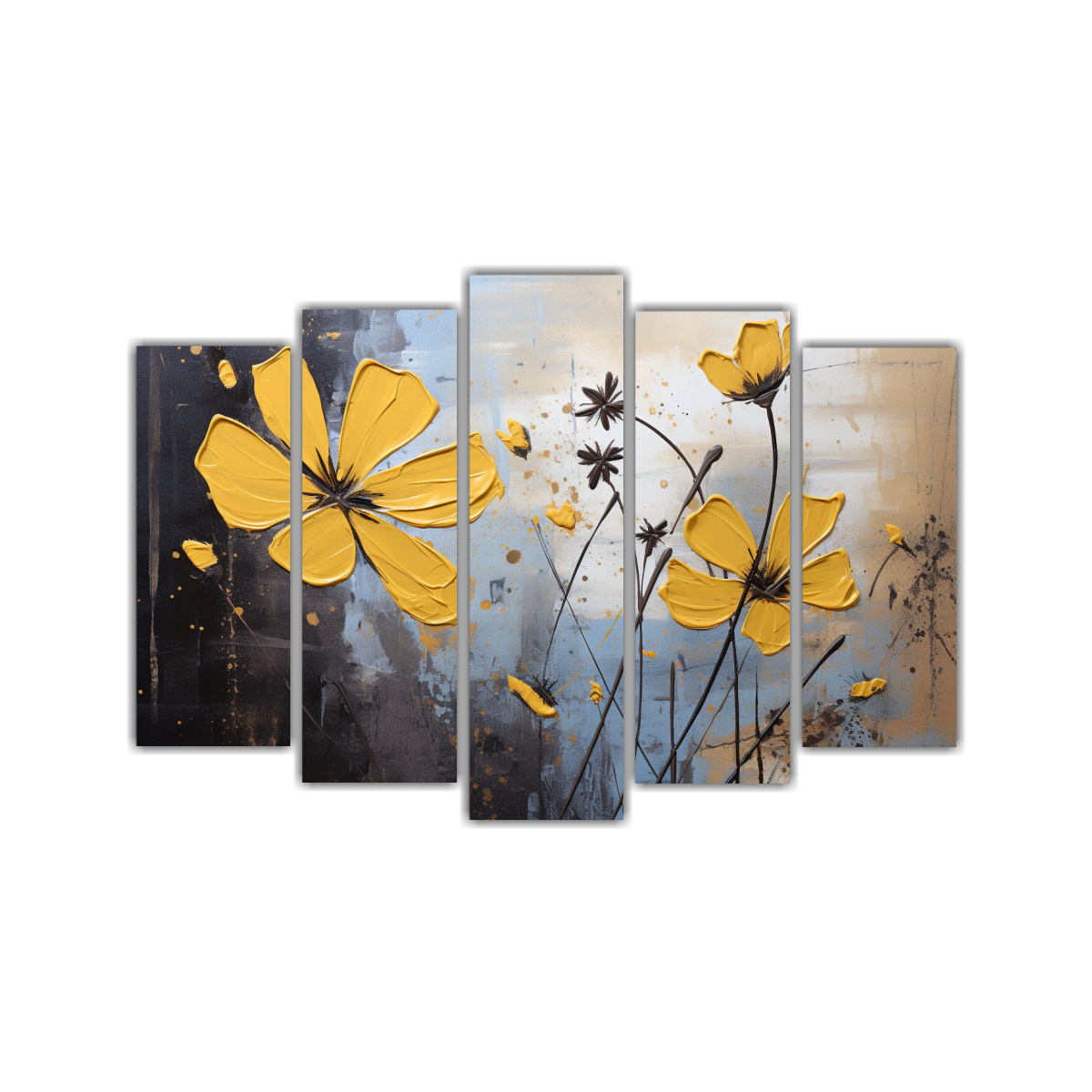 Cuadro Decorativo De Flores Amarillas Y Negras En Lienzo - DecoCuadros