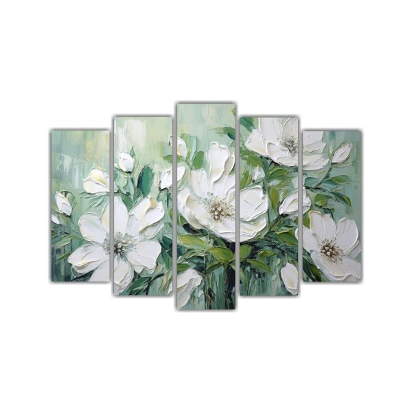 Cuadro De Flores En Verde Y Blanco Sobre Lienzo - Encuentra Calidad Y Exclusividad En DecoCuadros