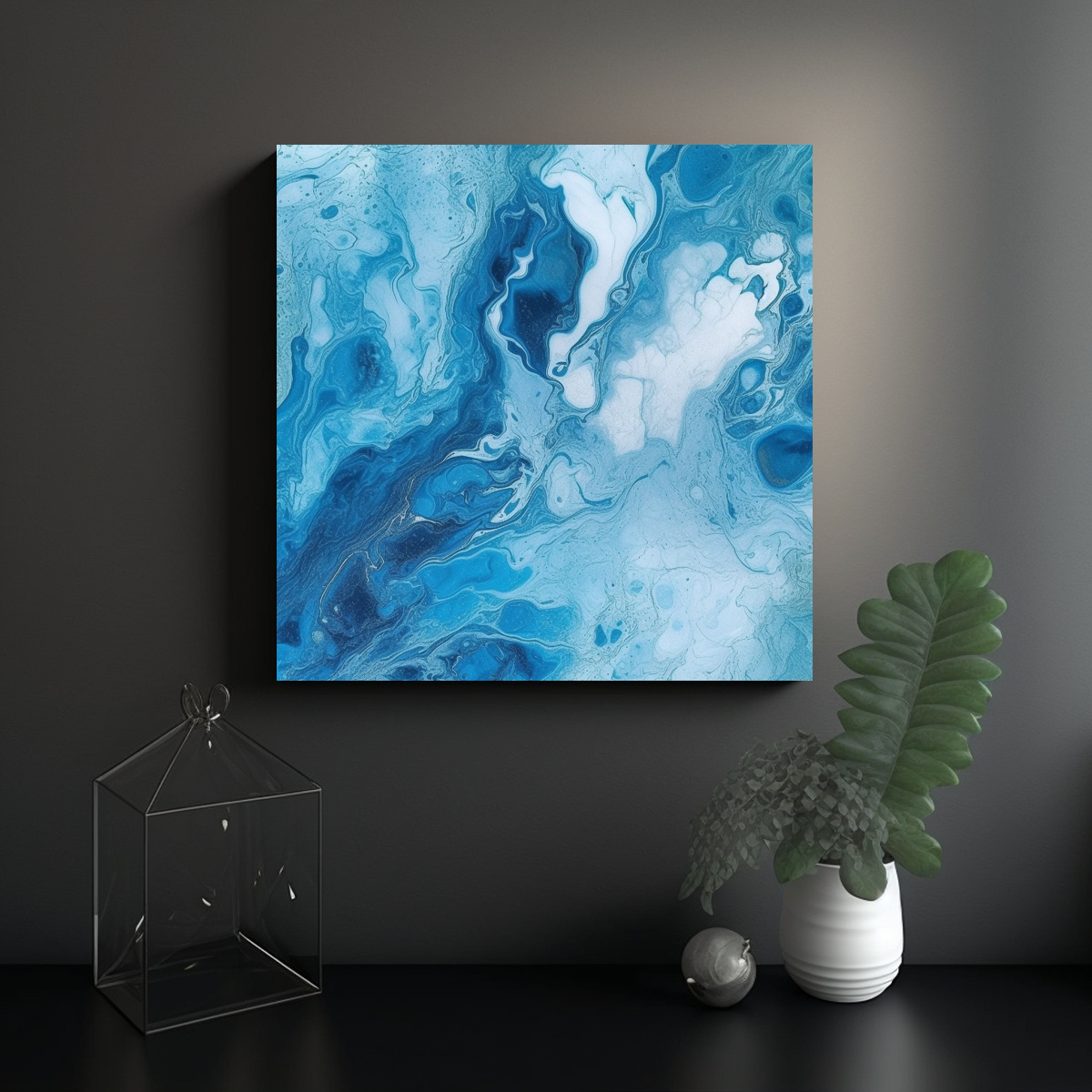Cuadro Decorativo De Lienzo Con Textura Mármol Azul A Todo Color ...