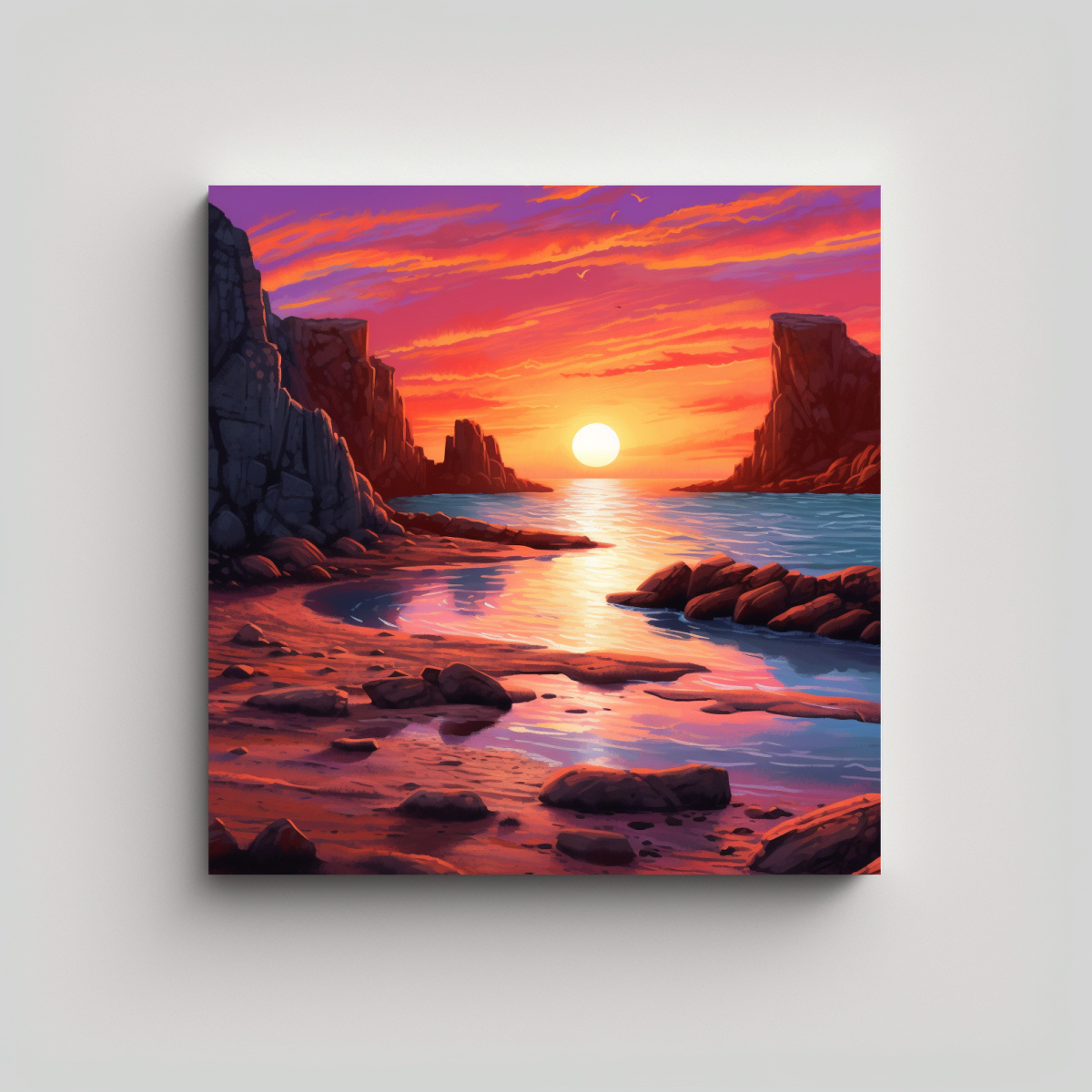 Cuadro Decorativo: Hermosa Puesta De Sol En Una Impresionante Playa ...