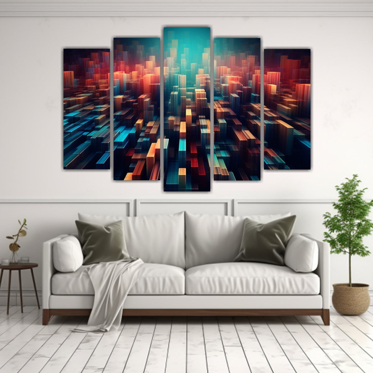 Lienzos Cuadro Azul Impactante Con Líneas De Puntos - ¡Compra Ahora ...