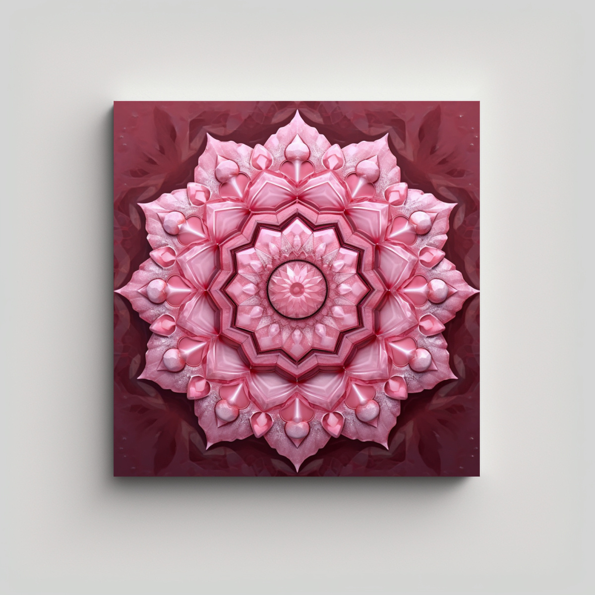 Cuadro Decorativo Mandala Rosa En Bastidor De Madera - DecoCuadros