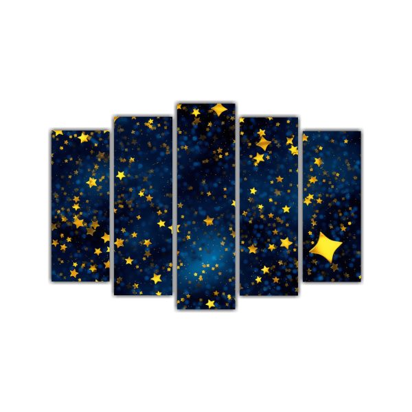 Cuadro Decorativo Moderno Linda Cielo Estrellado Azul Oscuro Con Estrellas Amarillas - Decocuadros