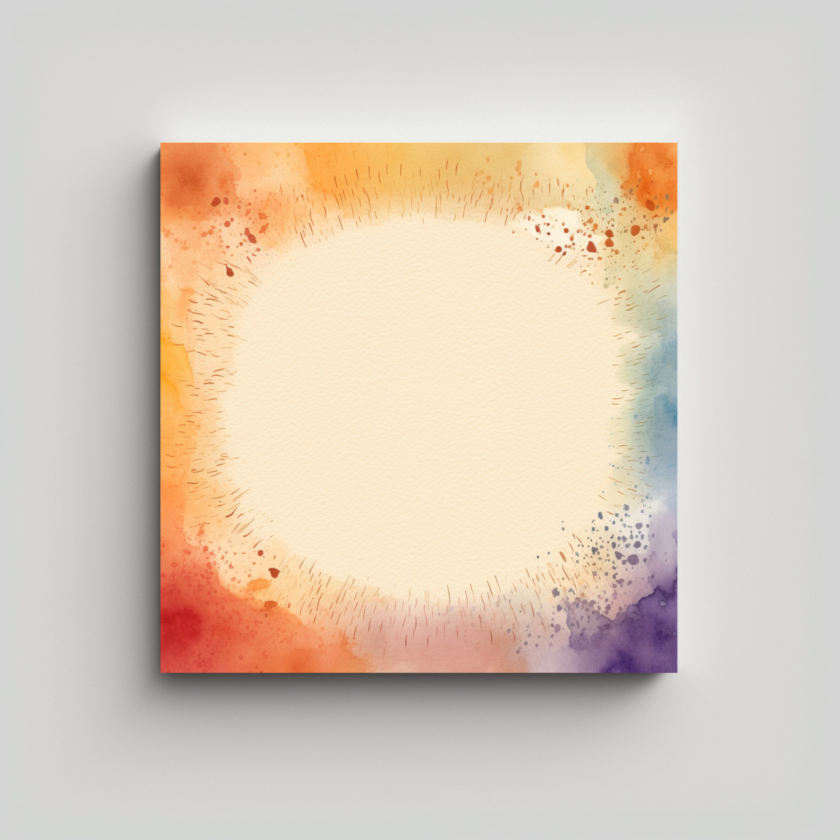 Cuadro Decorativo Oficina Con Forma Acuarela En Fondo Crema - DecoCuadros