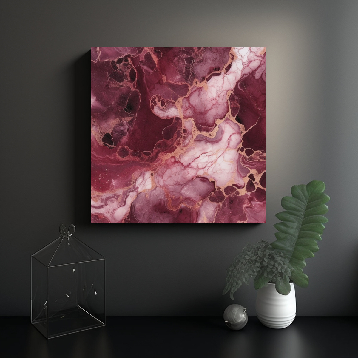 Cuadro Decorativo Textura Mármol Burdeos Para Comedor - DecoCuadros