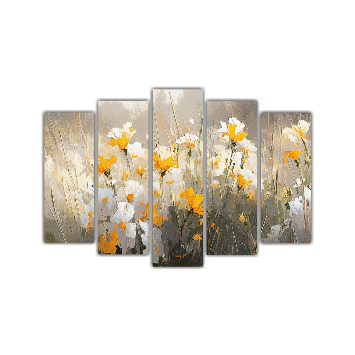 Cuadro Decorativo Flores Amarillas Y Plateadas - Venta Exclusiva - Decocuadros