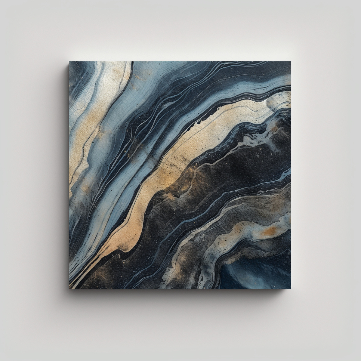 Cuadro Azul Y Negro Con Franja Negra En Tela - ¡Decora Con Estilo ...