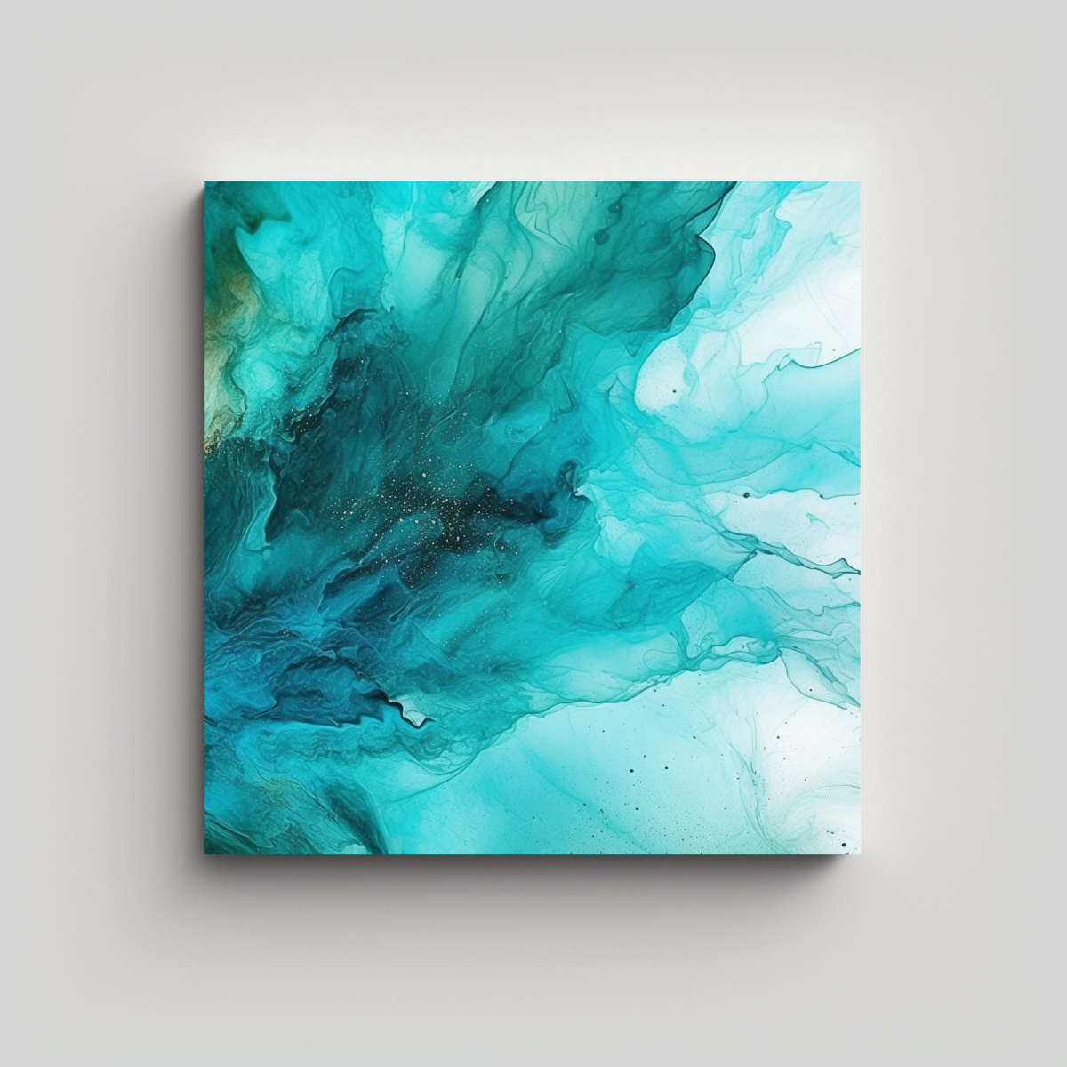 Cuadro En Bastidor Patrón De Viento Turquesa Efecto Tinta Textura - DecoCuadros