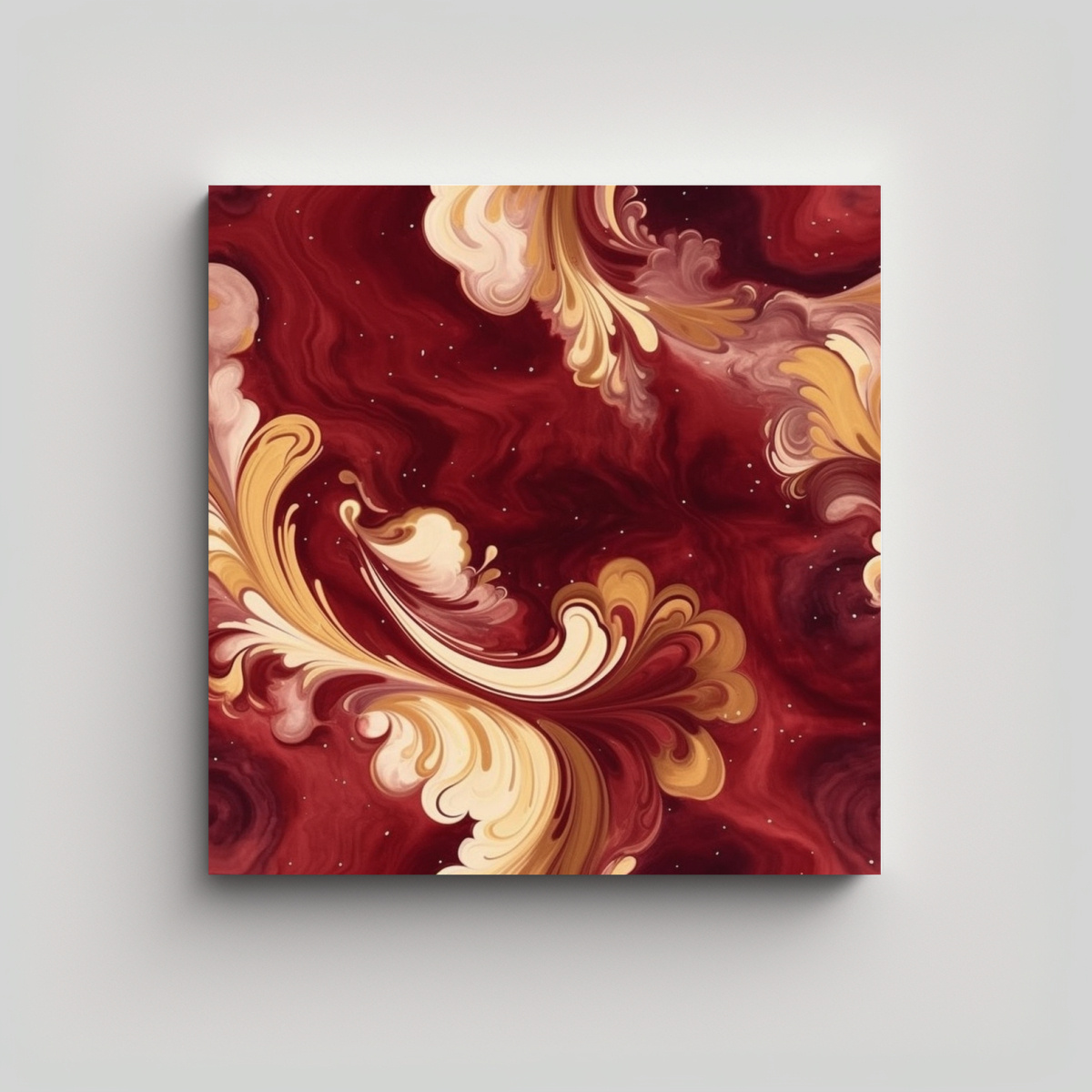 Cuadro En Tela Maroon Y Oro - Decoración Artesanal De Calidad - Decocuadros