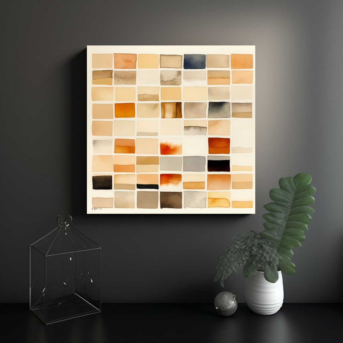 Cuadro Decorativo Fantasía Acuarela Tonos Beige Minimalista - Decocuadros