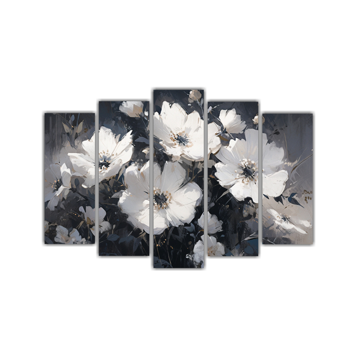 Cuadro Flores Blanco Y Negro En Bastidor Galería Intenso - Decoración De Pared - Decocuadros