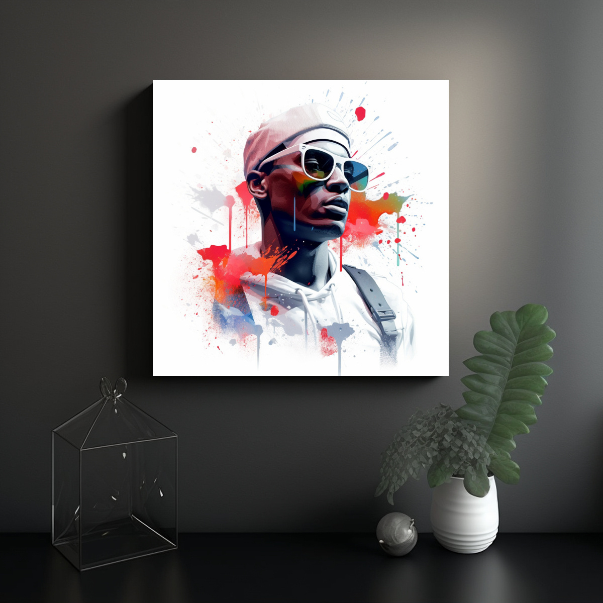 Cuadro Foto Reflejo Rap Blanco Música Hip Hop Arte Murales - DecoCuadros