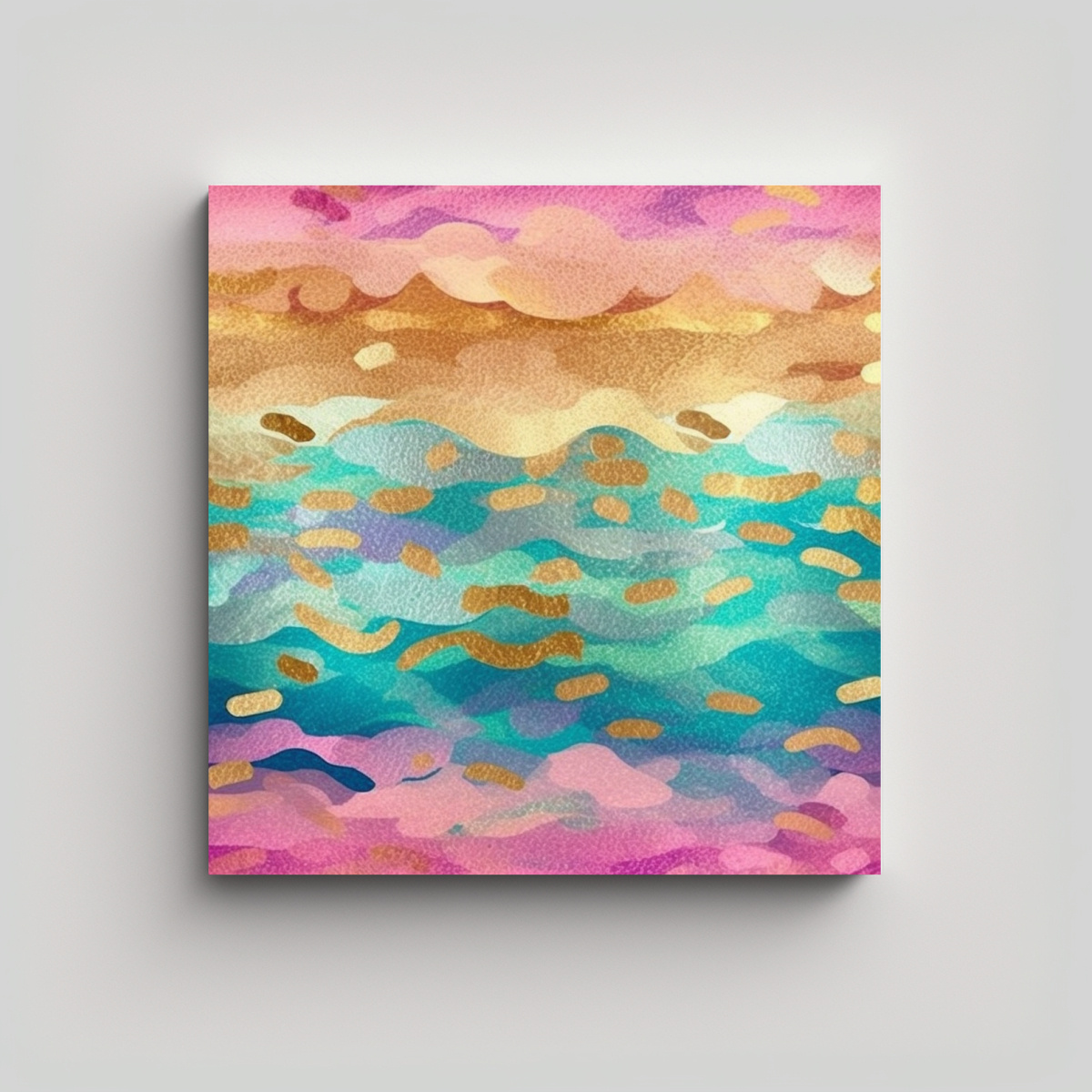 Cuadro Lienzo Tela Acuática Multicolor Textura Marina Reluciente - DecoCuadros
