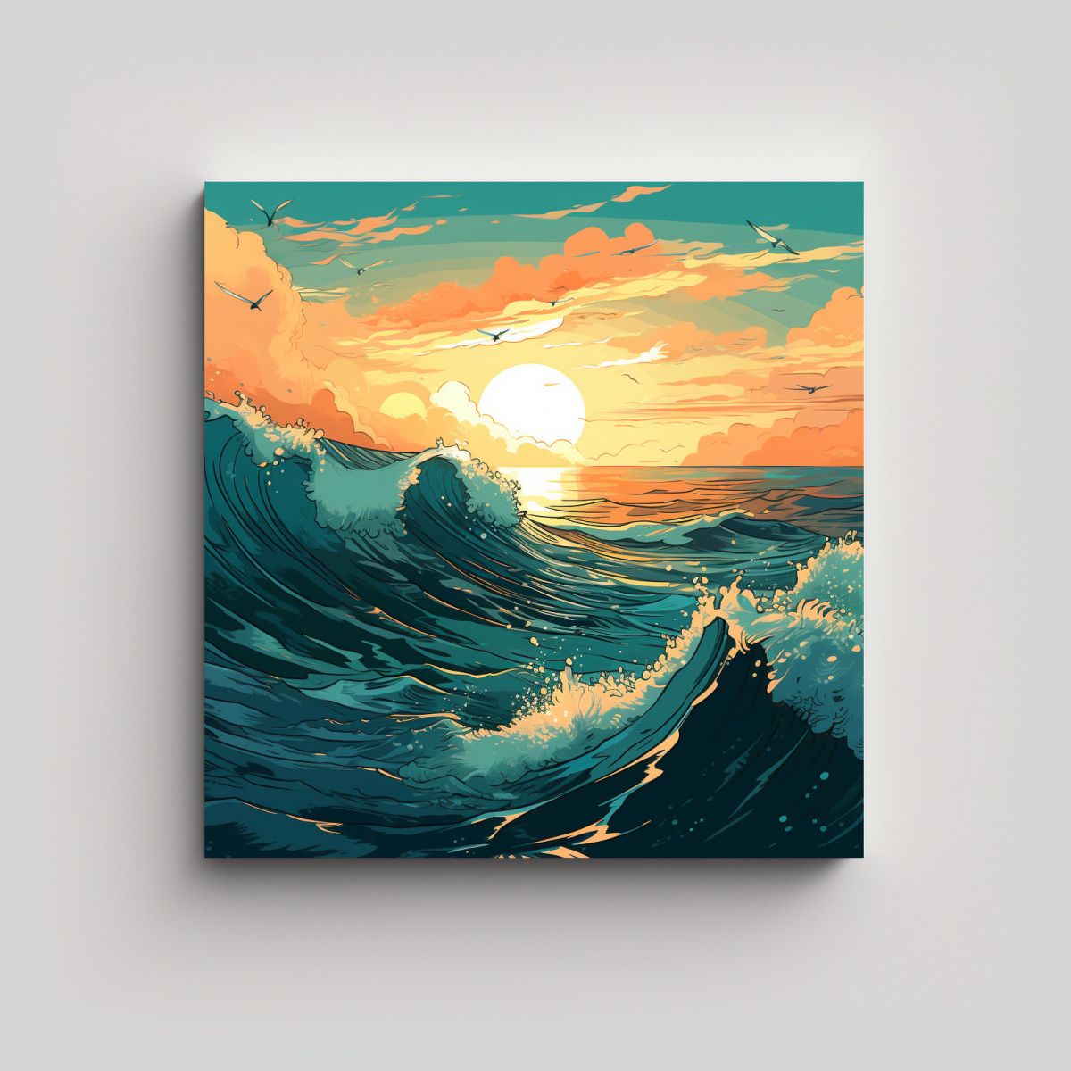 Cuadro Minimalista Pared: Arte Cuadrado Océano En Lienzo - DecoCuadros