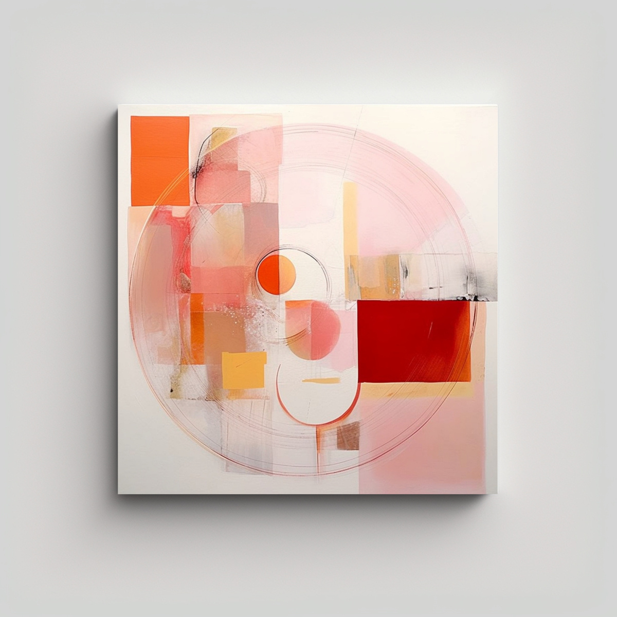 Cuadro Moderno Clásico: Forma Circular Rosa Con Punto Blanco Decorativo ...