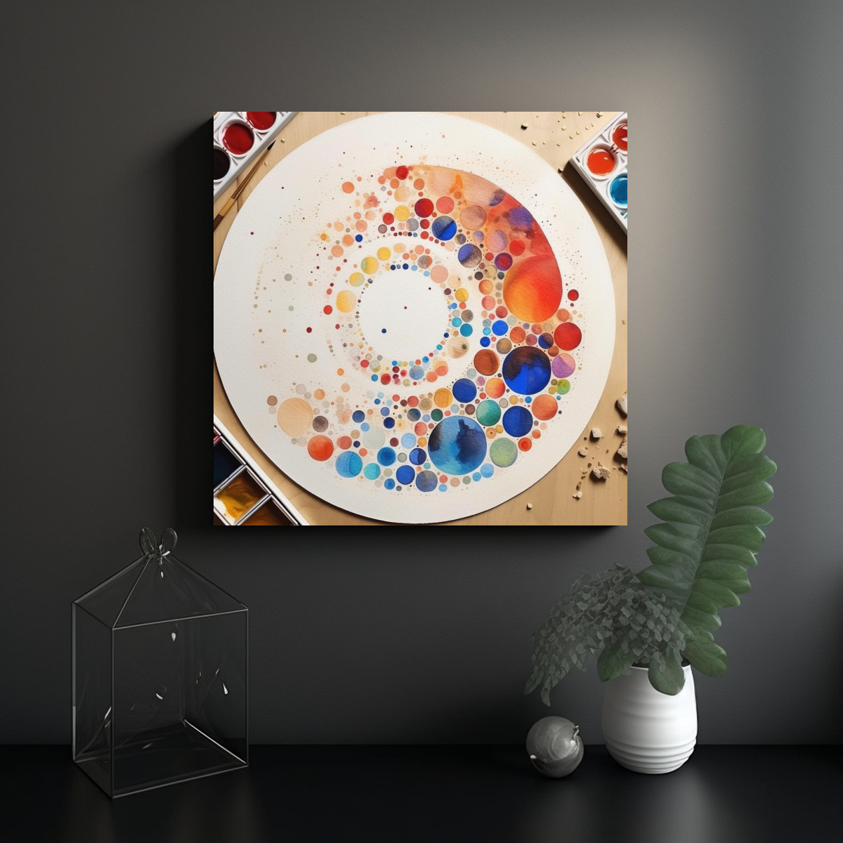 Cuadro Original: Círculo Lleno De Coloridos Puntos Y Creatividad ...