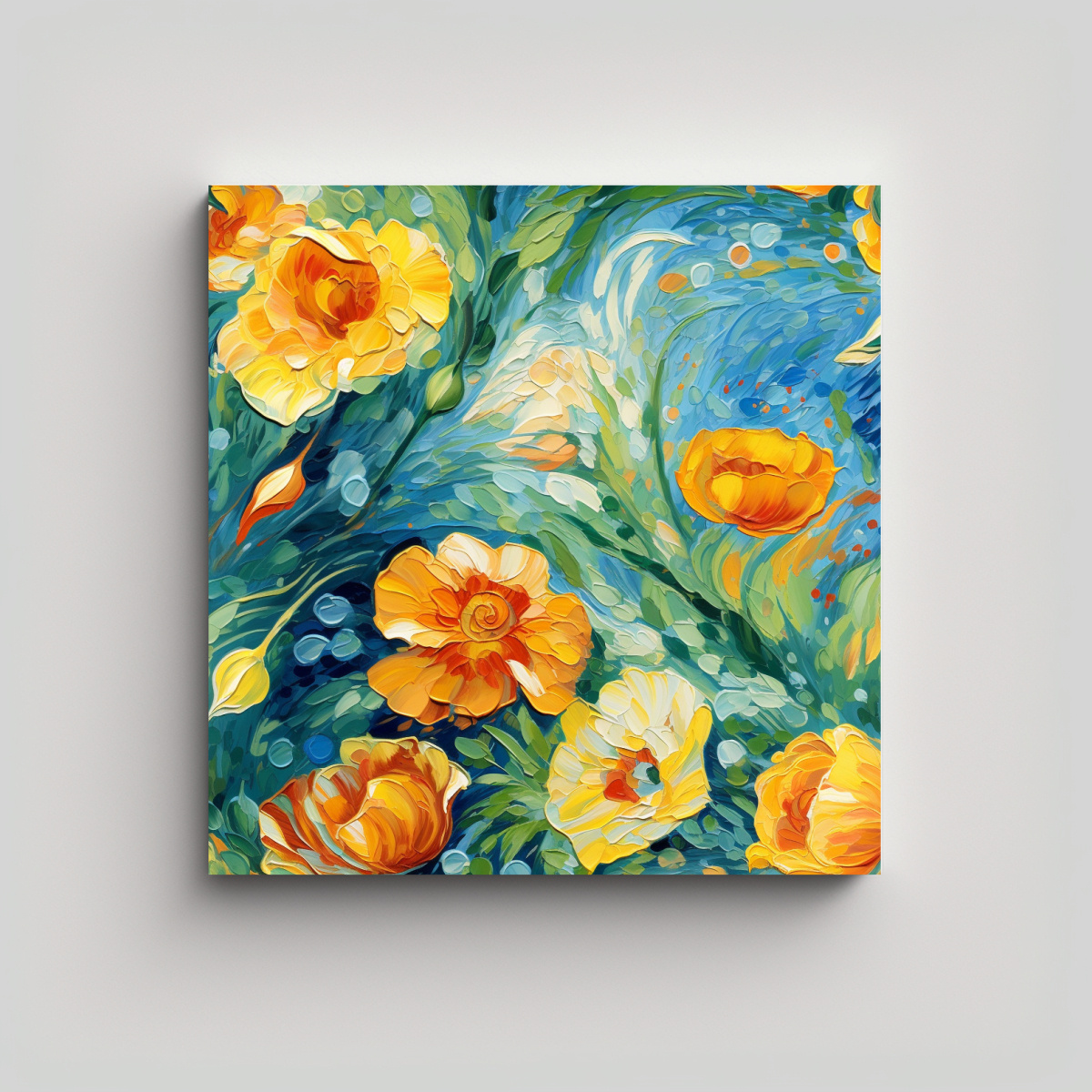 Cuadro Patron Intenso Flores Al Estilo De Van Gogh En DecoCuadros