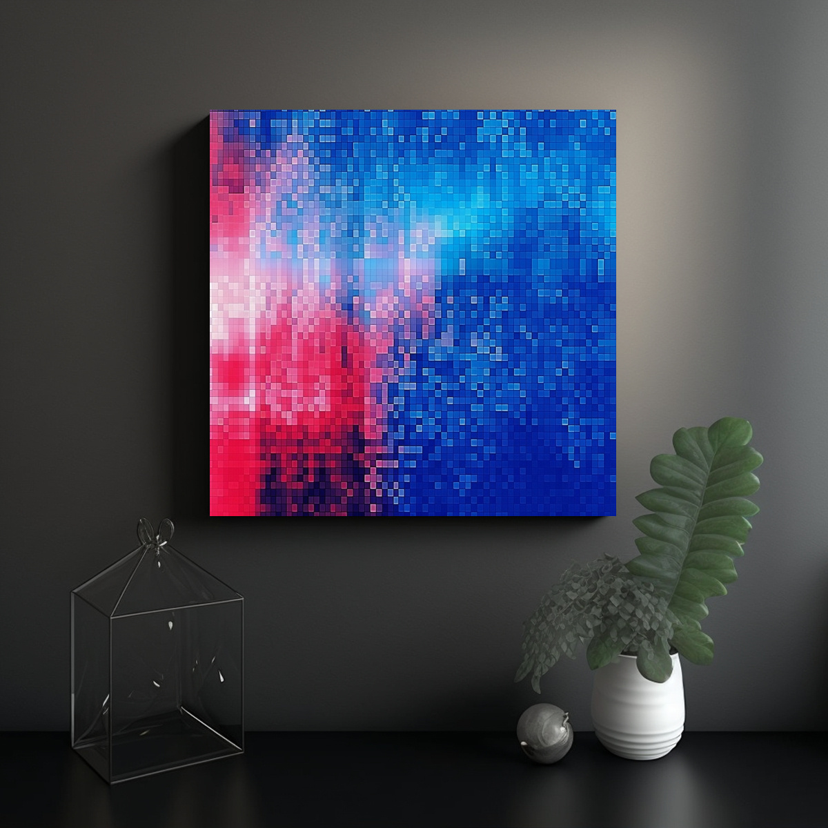 Cuadro Tela Azul Estilo Puntillista Para Cocina - DecoCuadros