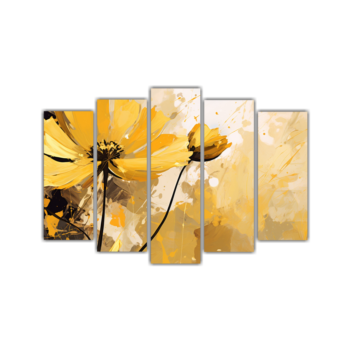 Cuadro Tela Estilo Neonoir, Elegancia En Amarillo Y Dorado - DecoCuadros