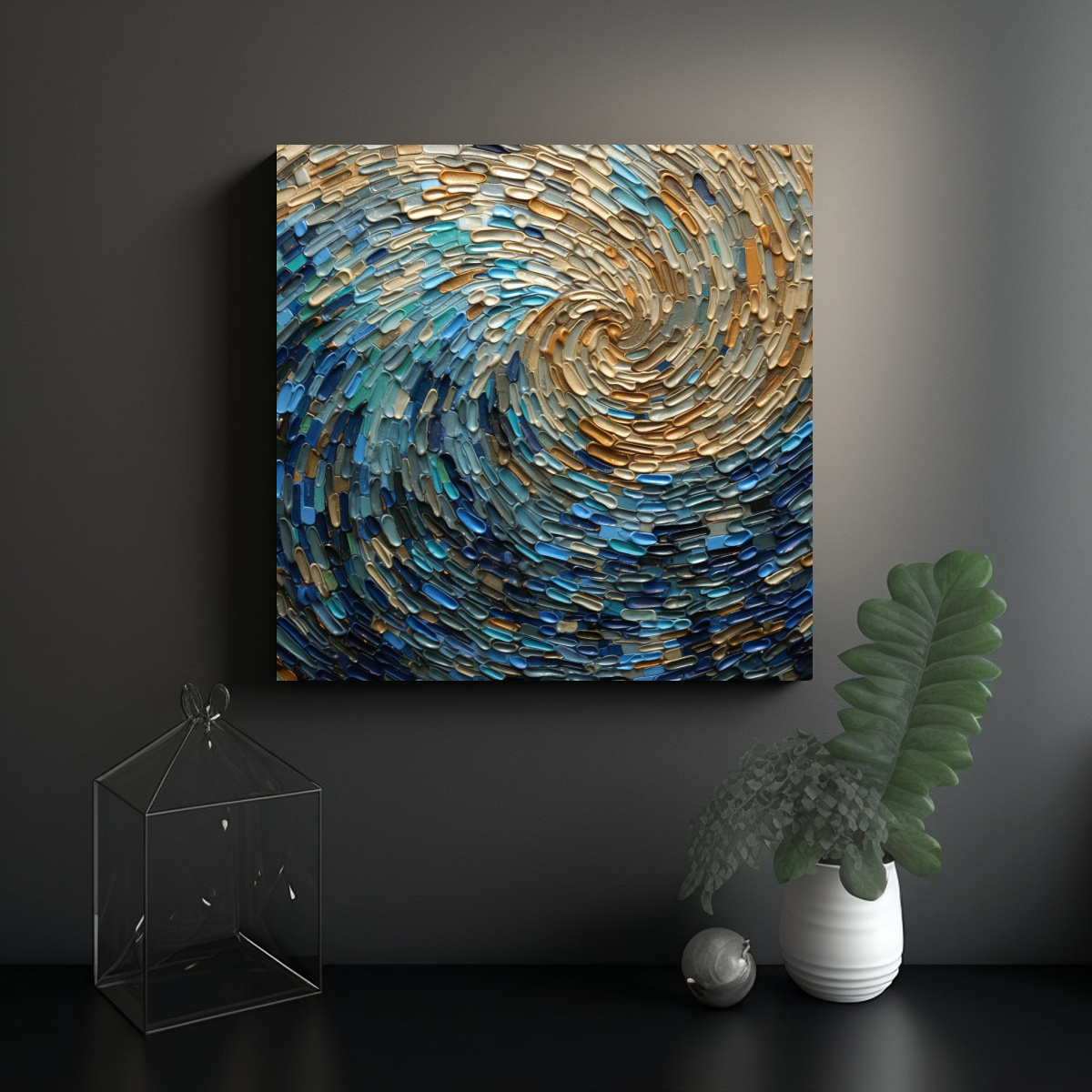 Cuadro Tela Moderno Estilo Puntillismo Luminoso Líquido #NoHandcrafted - Decocuadros