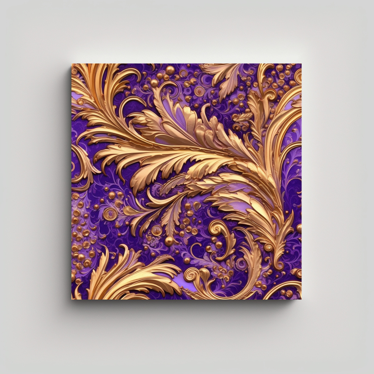 Cuadro Vanguardia Espacio: Pintura Morada Y Dorada Sobre Azulejo En ...