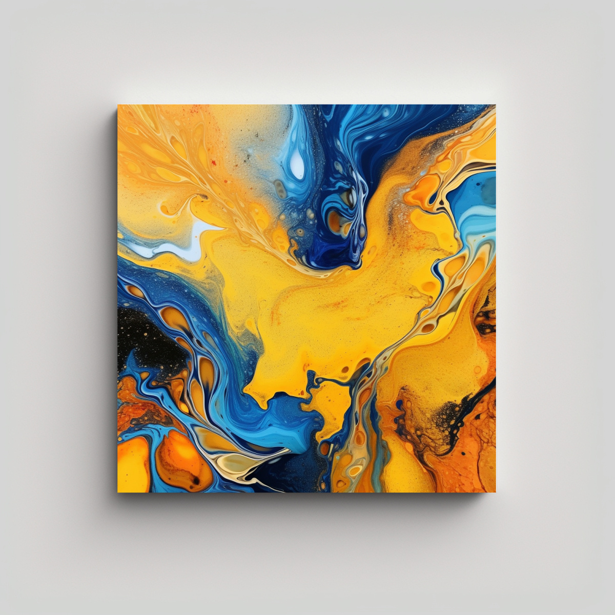 Cuadro Abstracto En Tonos Cálidos Y Azul - Compra Online - Decocuadros