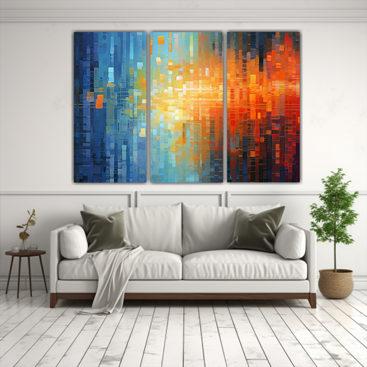 Cuadros Abstractos Coloridos En Azul Y Naranja - DecoCuadros