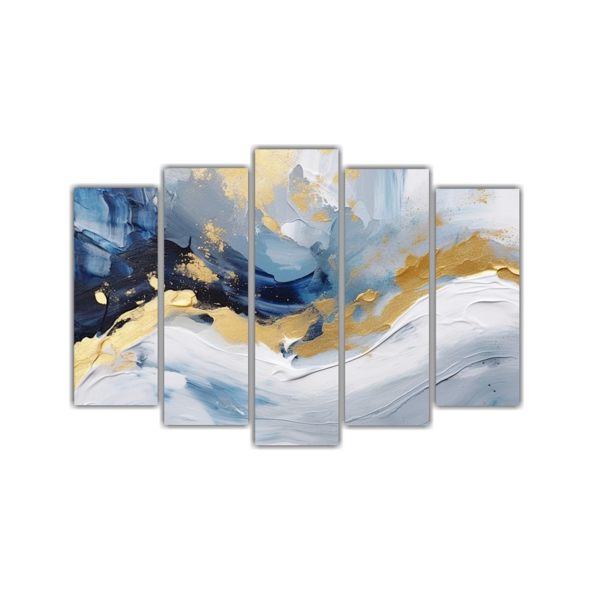 Cuadros Abstractos En Azul, Blanco Y Dorado - DecoCuadros